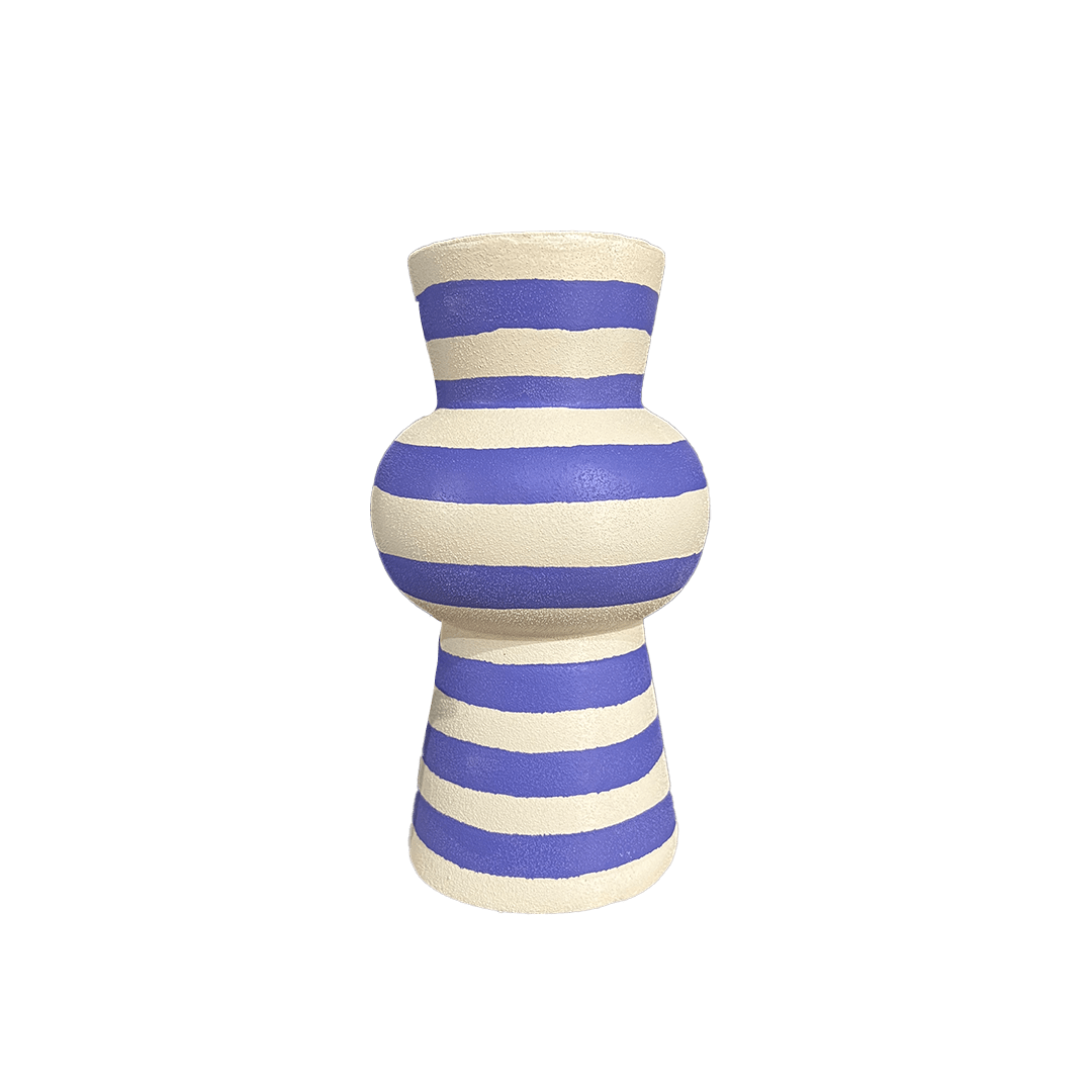 Terracotta Irregular Bluewarm White Striped Vase The Garden Society
